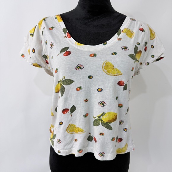 Maeve | Tops | Maeve Fruit Lemon Cherry Print Short Sleeve Top Size S ...